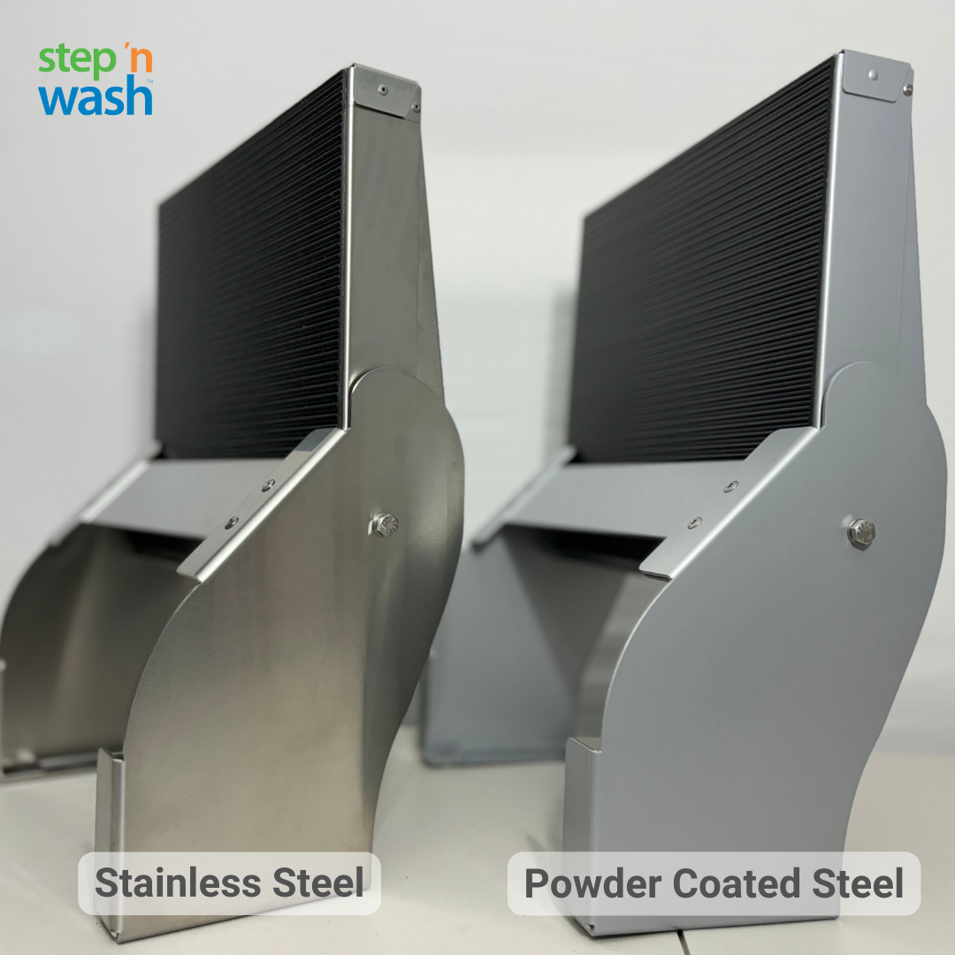 Step 'n Wash - self retracting step stool for commercial restrooms